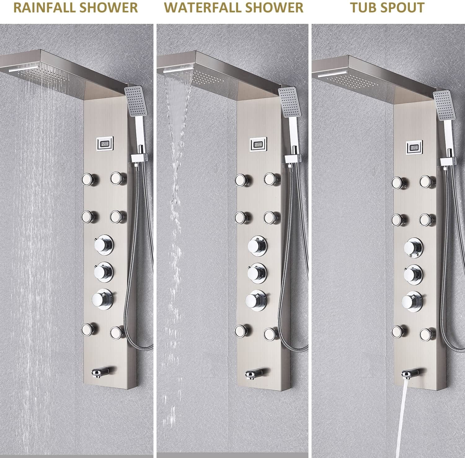 Buy Rozin Shower Panel Tower System Thermostatic Bathroom Shower Panel ...