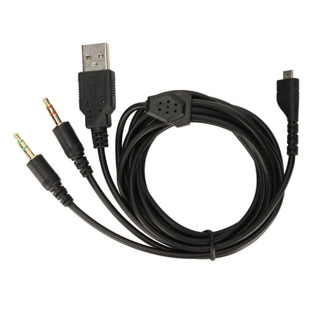 Headphone Cable, Stretch Resistant 6.5ft Headset Cord 3 In 1 Plugs OFC ...