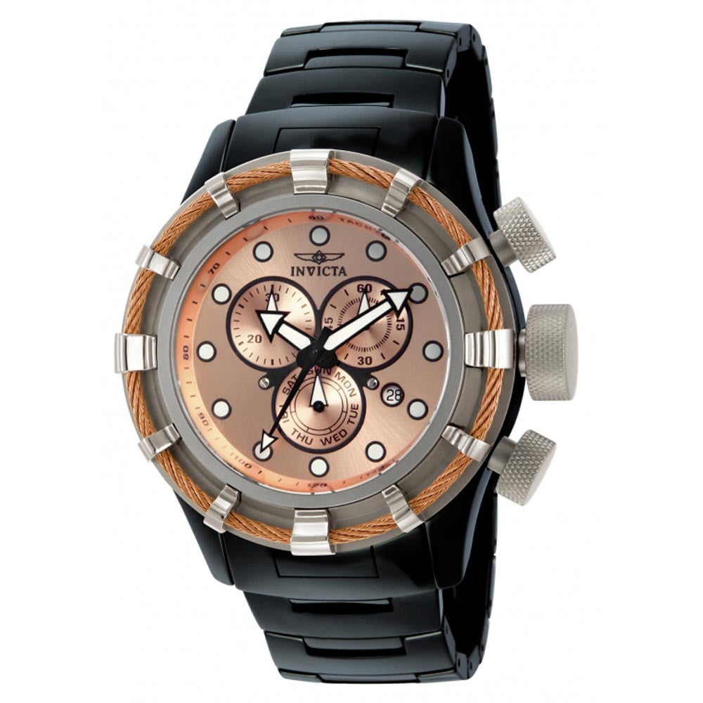 Invicta Men's 15015 Bolt Chronograph Rose Gold Dial Black Ceramic ...