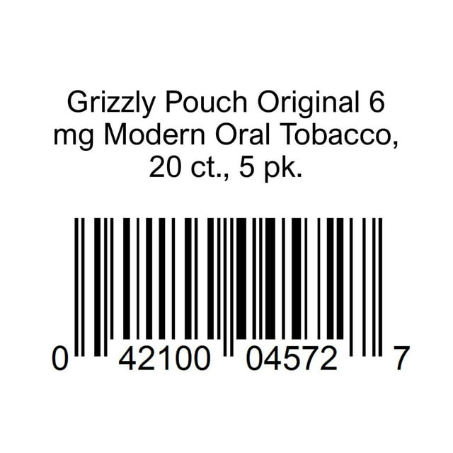 Grizzly Pouch Original 6 mg Modern Oral Tobacco, 20 ct., 5 pk ...