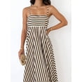 Brown And White Diagonal Stripe Spaghetti Strap Backless A-Line Flowy ...