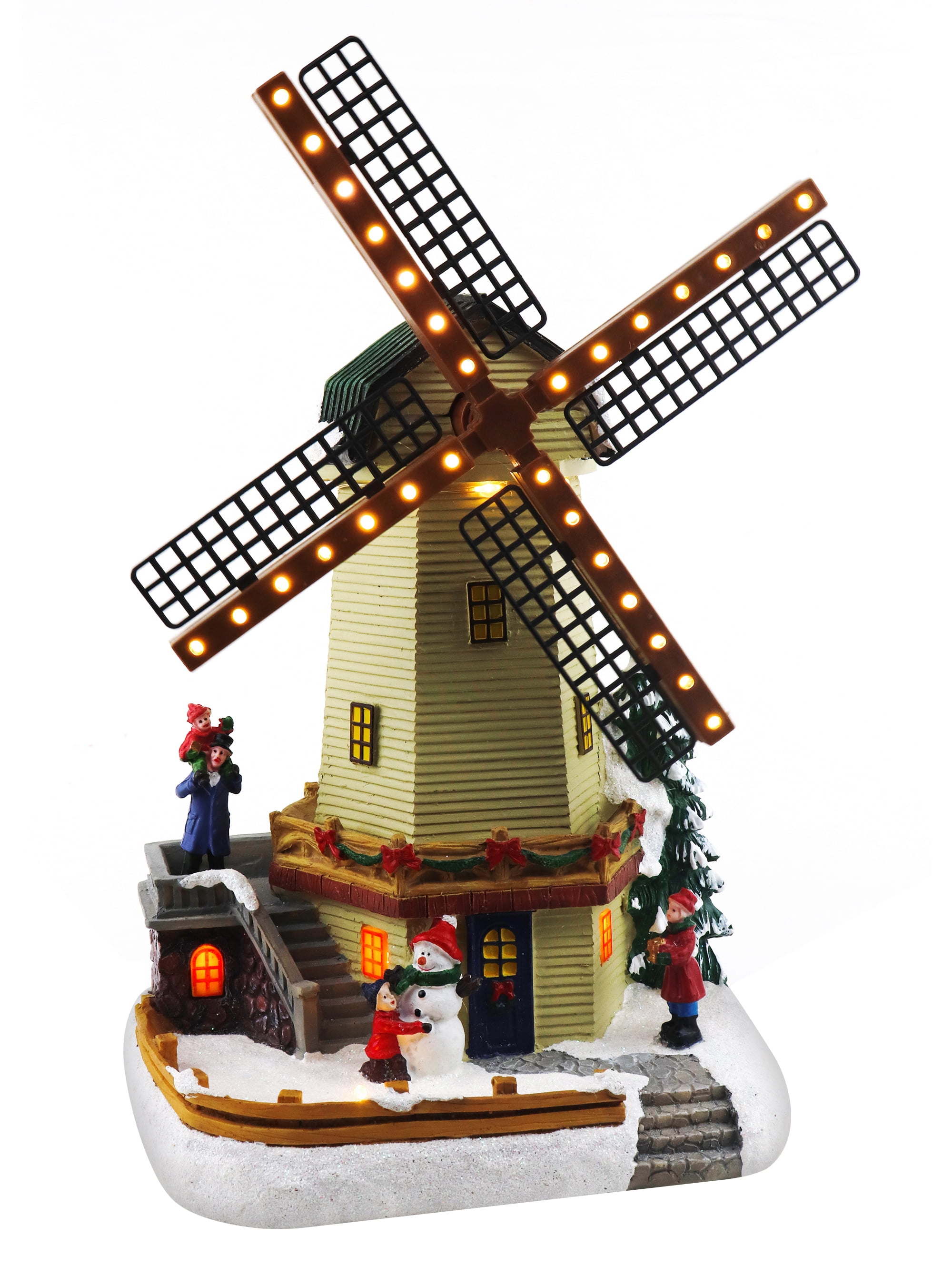 Christmas Village Windmill Animated Pre-lit Musical Winter Snow Village ...