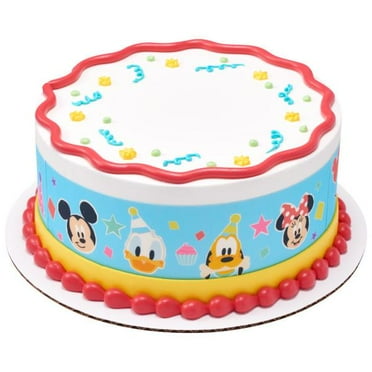 2" Round Mickey Mouse Birthday Streamers Edible Image Cake/Cupcake ...