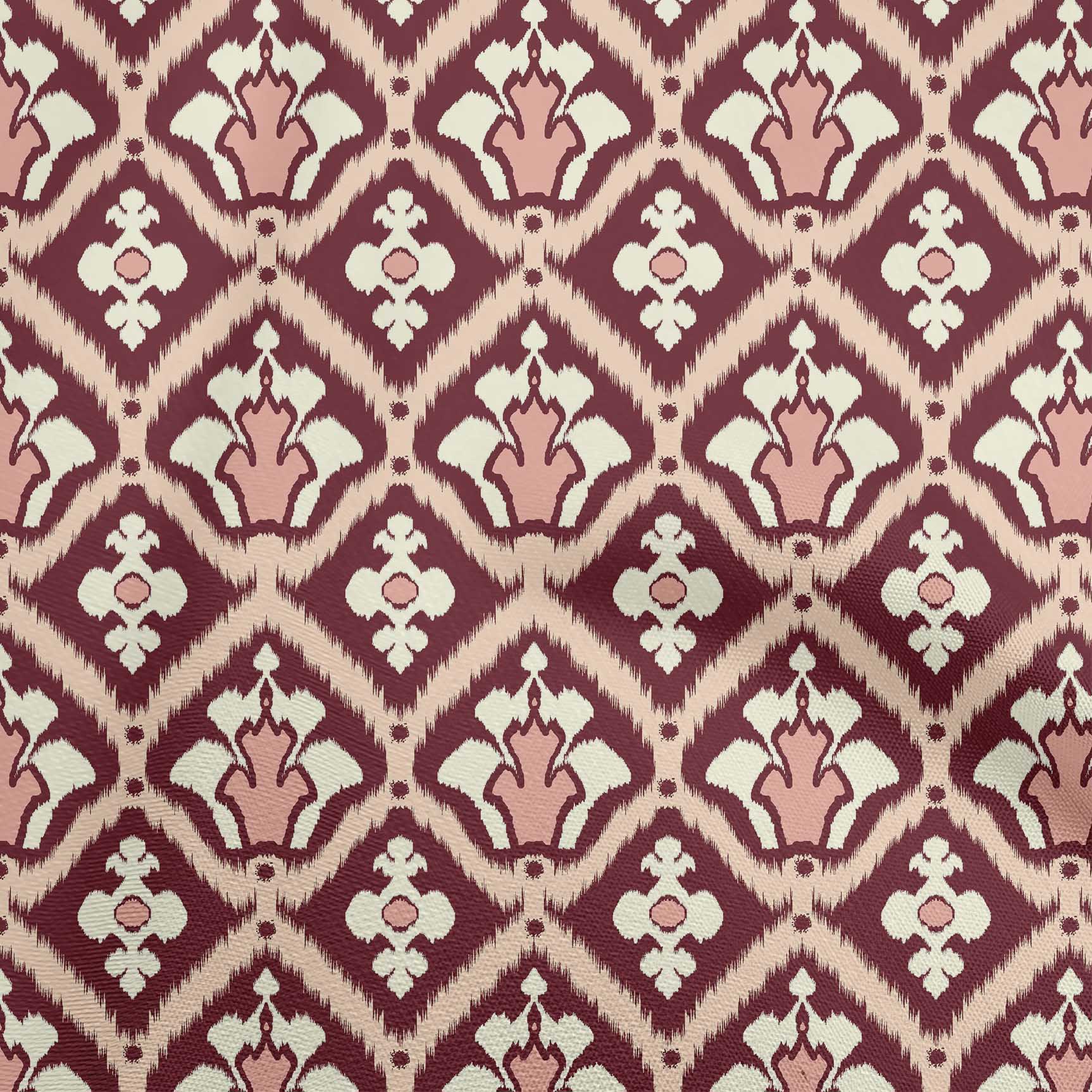 oneOone Cotton Poplin Maroon Fabric Asian Ikat Dress Material Fabric ...