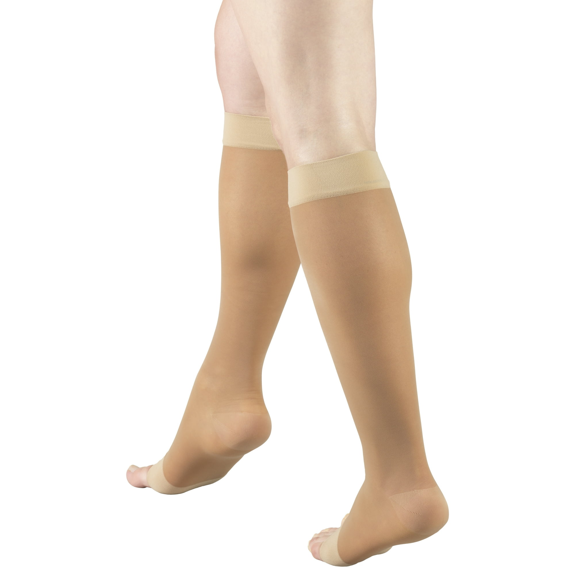 Truform Sheer Knee High Stockings  Open Toe: 15 - 20 Mmhg  Beige  Small S
