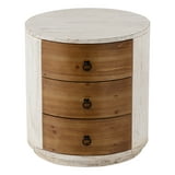 COSIEST 20-inch Round Wooden Side Table, Bedroom Furniture, 3-Drawer ...