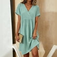 Aellinatey women's dress, Bohemian V-neck short-sleeved dress, color A ...