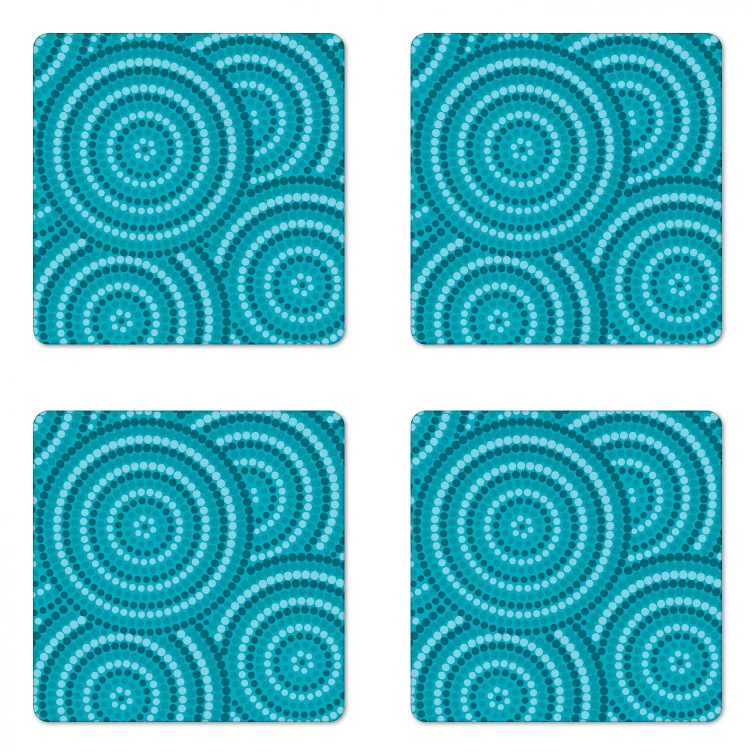 Teal Coaster Set of 4, Abstract Aboriginal Tradition Dot Painting ...