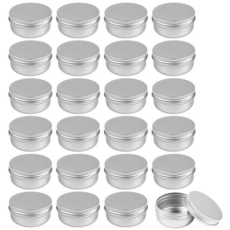24 Pack 1.7 oz / 50ml Round Aluminum Lip Balm Tin Cans with Screw Top ...