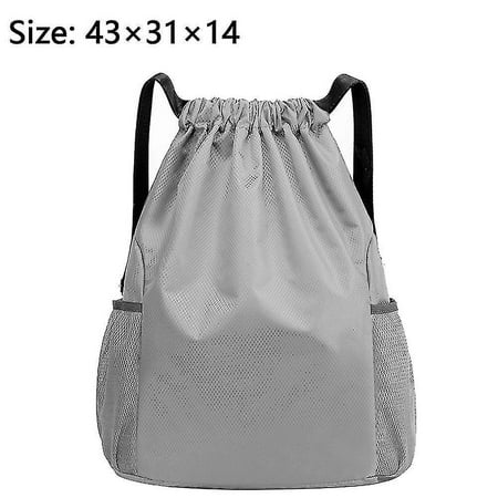 Light gray backpack string bag sackpack water resistant nylon gym ...