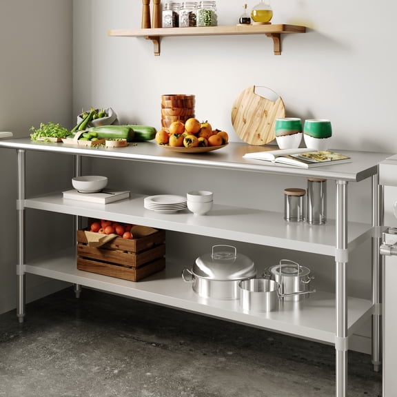 vidaXL 5-Layer Work Table with Shelves Silver Steel&Engineered Wood ...
