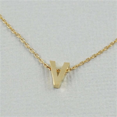 Gold Block Letter Initial V Necklace - Walmart.com
