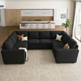 HONBAY Large Convertible Sectional Velvet Sofa with Pull Out Bed and ...