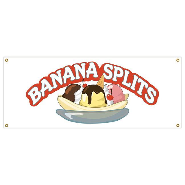 SignMission B-Banana Splits 18 x 48 in. Banana Splits Banner Sign ...