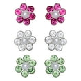 Brilliance Fine Girl’s Sterling Silver Crystal Flower Stud Earring Set ...