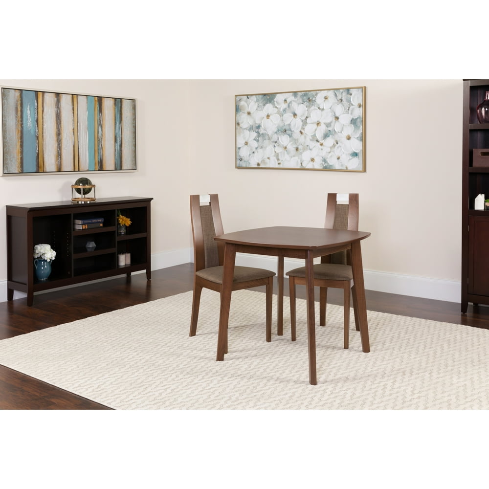 Flash Furniture Stonington 3 Piece Walnut Wood Dining Table Set with ...