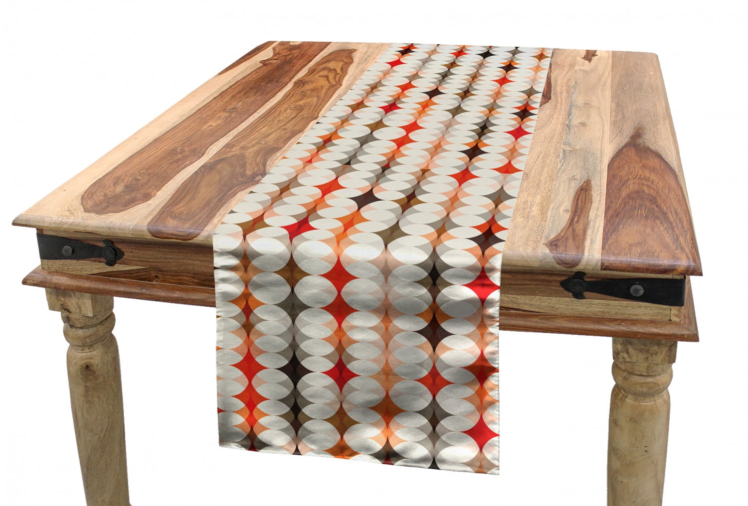 Geometric Table Runner, Vintage Oval Pattern with Radiant Tone Effects ...