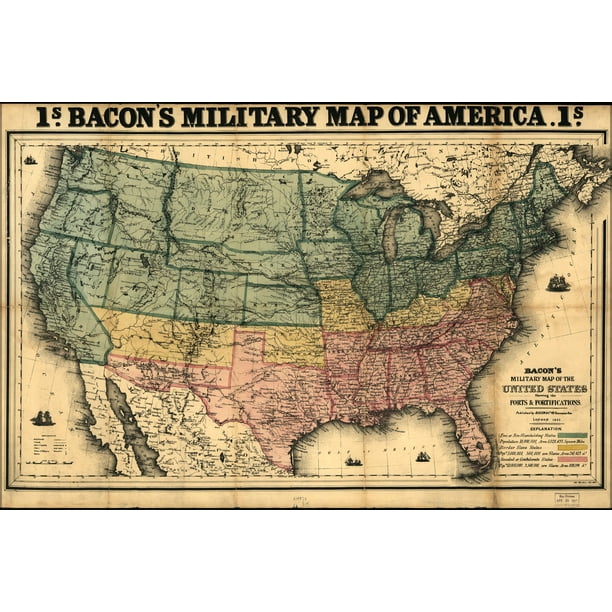 24"x36" Gallery Poster, civil war map United States of america 1862 ...