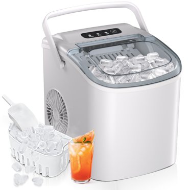 Simzlife 26 lbs/24H Countertop Ice Maker Machine, 9 Bullet-Shaped Ice ...