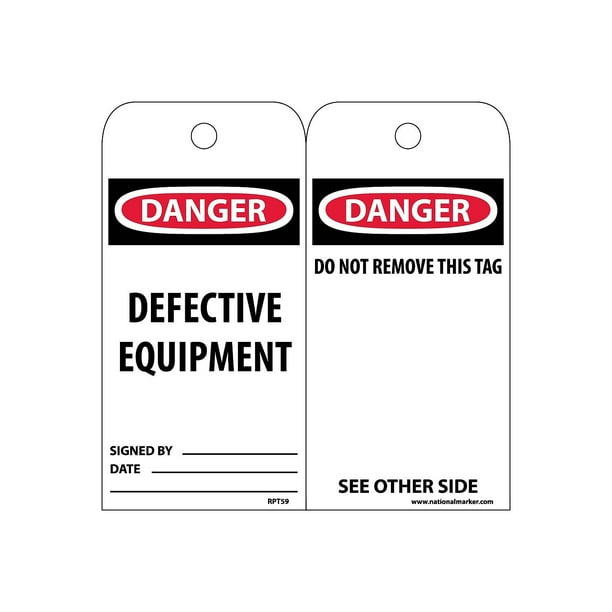National Marker Accident Prevention Tags; Danger Defective Equipment 6 ...