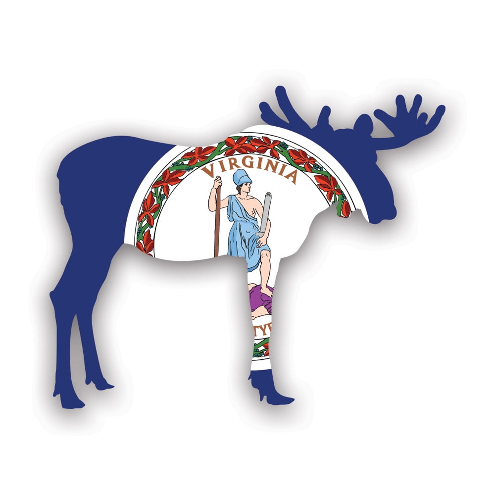 Virginia Moose Shaped Flag Sticker Decal - Self Adhesive Vinyl ...
