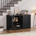 55 Inch Modern Sideboard, Patterned Door Buffet Cabinet with Gold ...