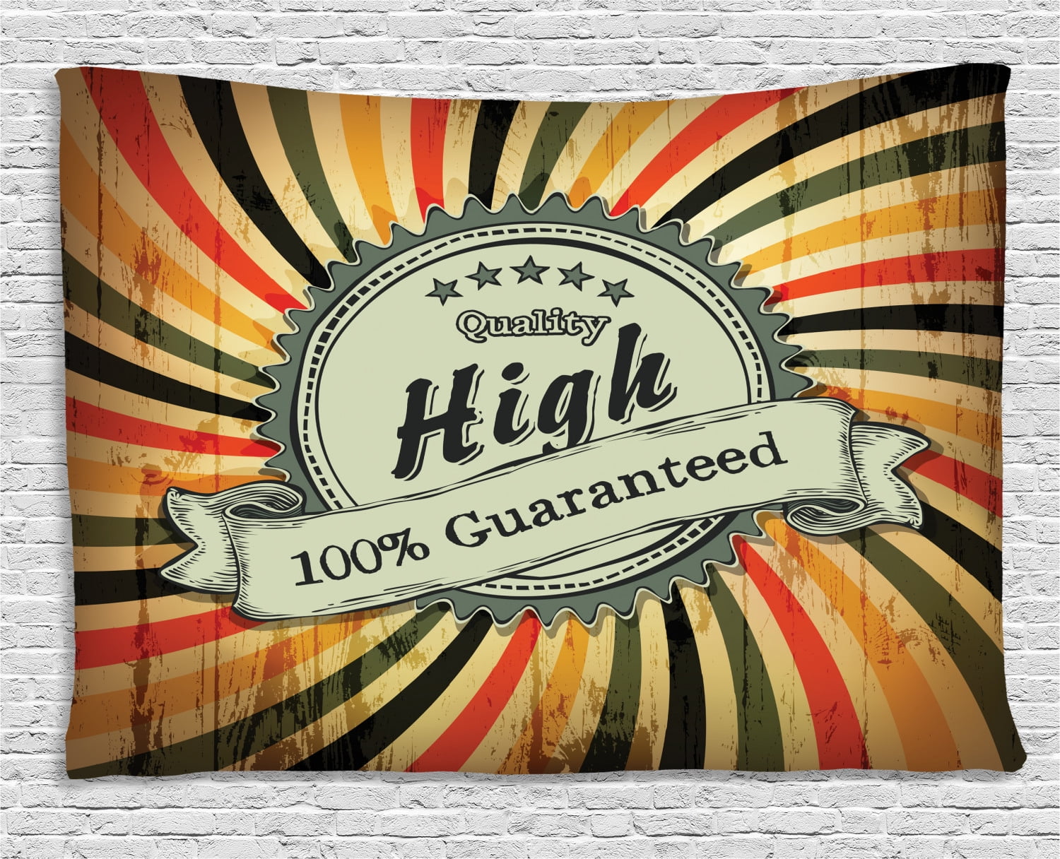 Vintage Rainbow Tapestry, Retro Style Sign with Spiral Colorful Lines ...