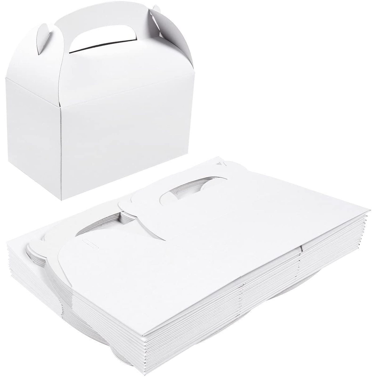24 Pack White Party Favor Boxes with Handles, Bulk Gable Boxes for ...