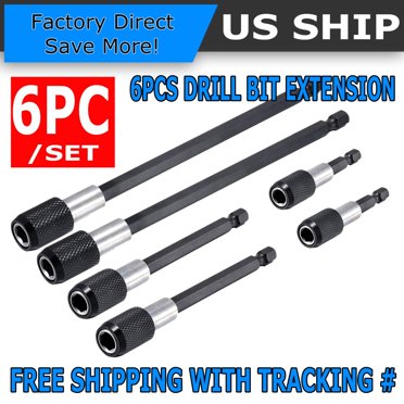 Hex Shank Socket Adapter Extension Set 1/4" 3/8" 1/2"+ Pivot Drill Bit ...