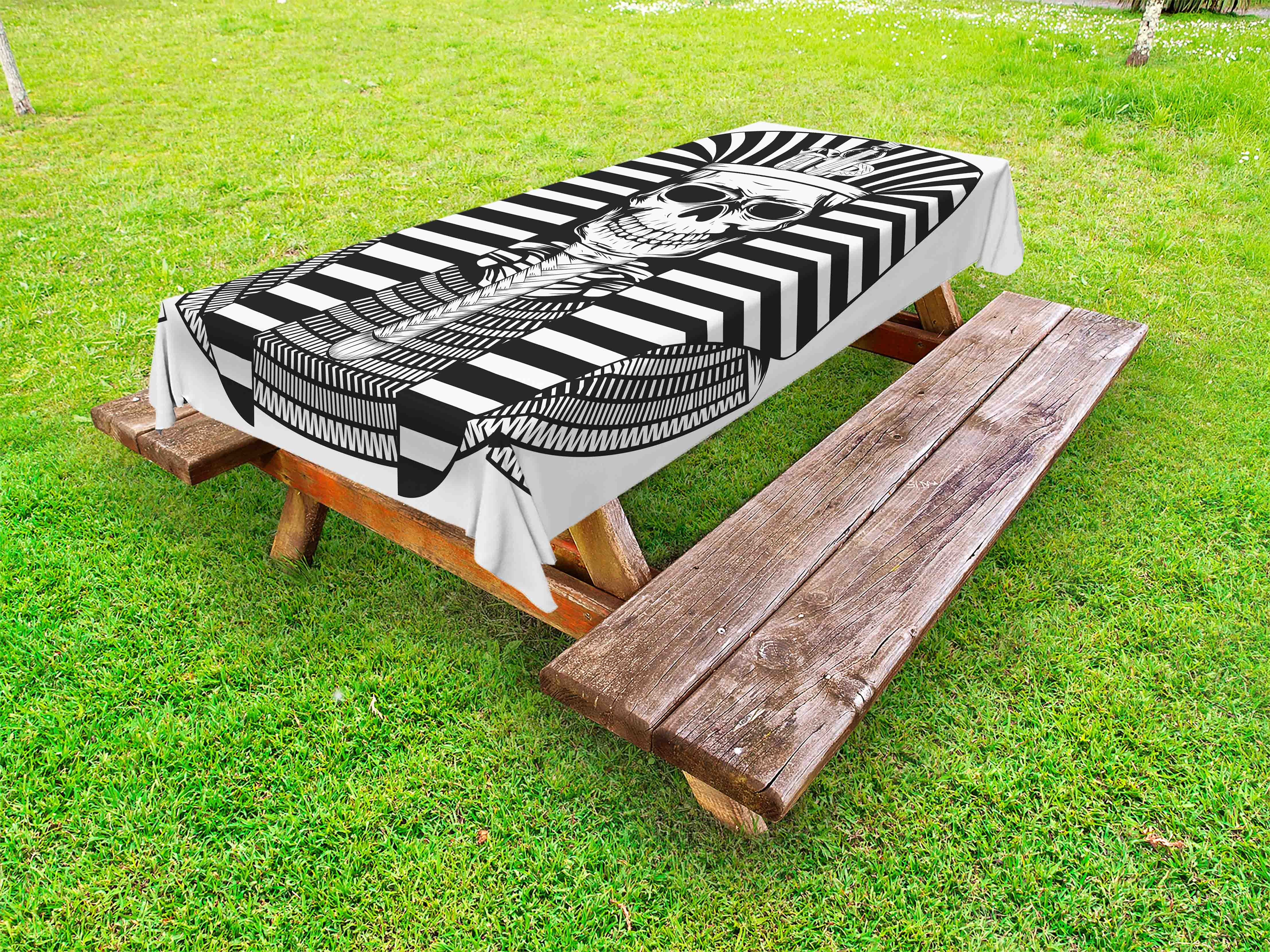 King Outdoor Tablecloth, Egyptian Pharaoh Ruler Mummy Skull Skeleton ...