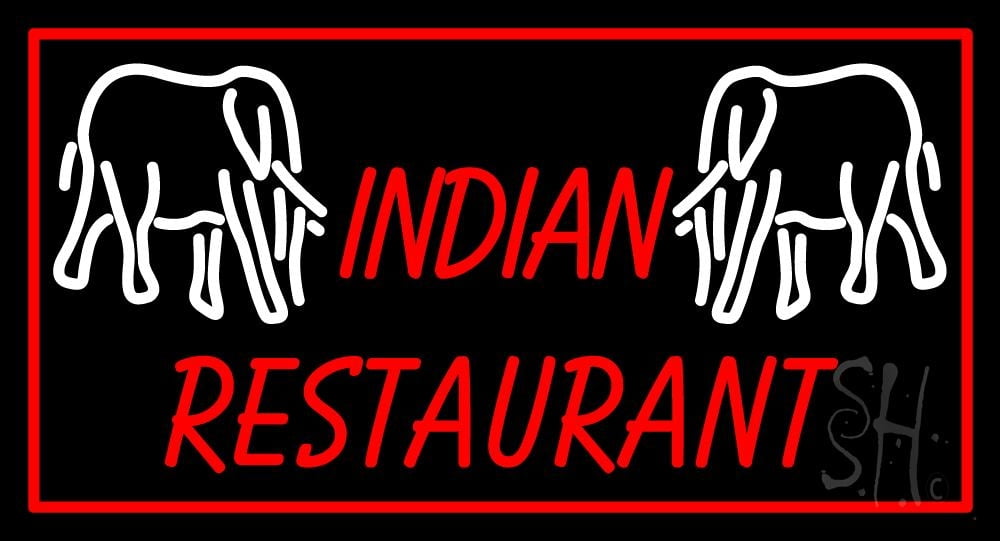 Indian Restaurant With Elephants Logo LED Neon Sign 20 x 37 - inches ...
