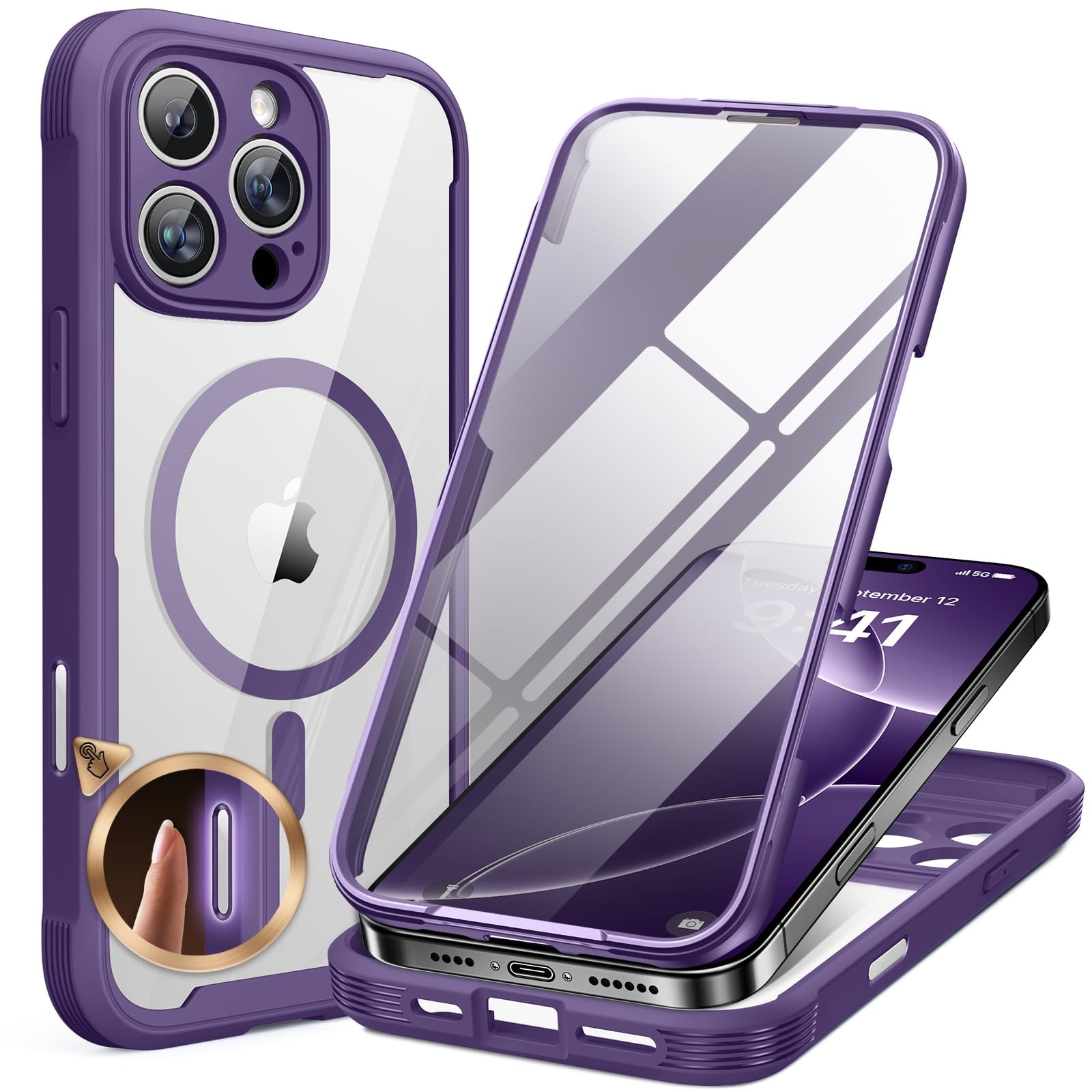Funda para teléfono Miracase diseñada para iPhone 16 Pro Max, color morado | Bodega Aurrera en línea