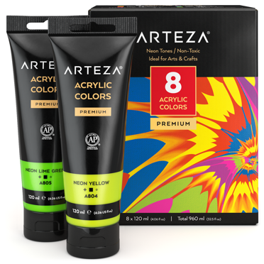 Arteza Professional Acrylic Paint Set, Non-Toxic, Suitable for Wood ...