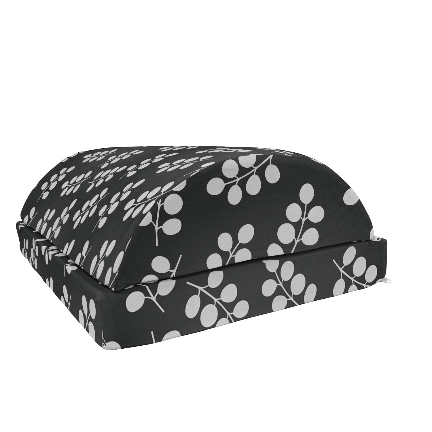 Grey and White Foot Rest, Abstract Leaves of Deciduous Trees Modern ...