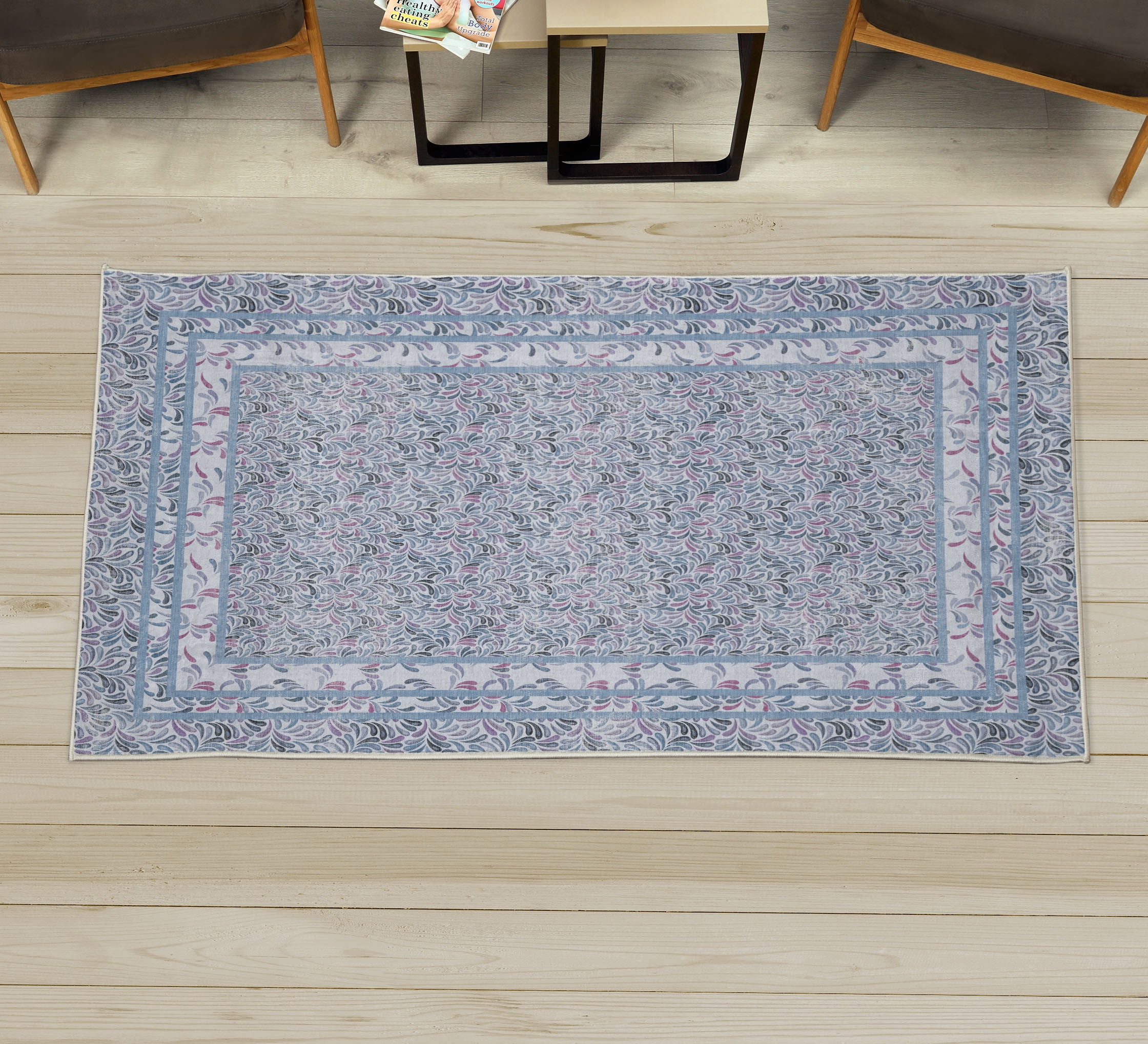 Modern Decorative Rug, Drop Look Leaf Design Pattern Abstract Colorful ...