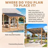 YODOLLA 10' x 10' Wall-Mounted Outdoor Wood Gazebo, Hardtop Cedar ...