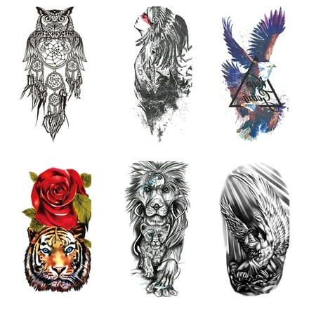 Kotbs 6 Sheets Full Arm Temporary Tattoo, Waterproof Extra Large ...