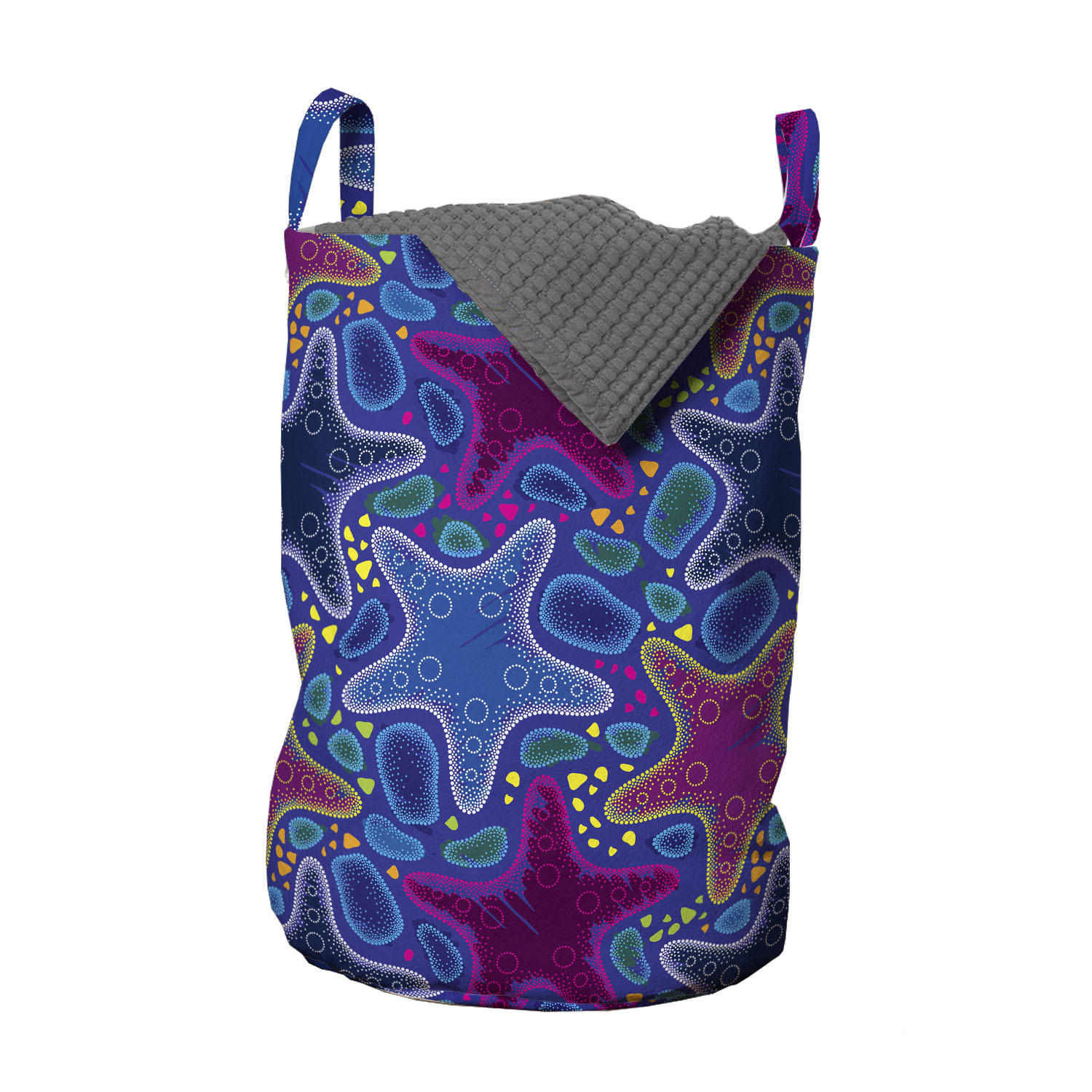 Psychedelic Laundry Bag, Dotted Starfish and Pebbles Maritime Theme ...