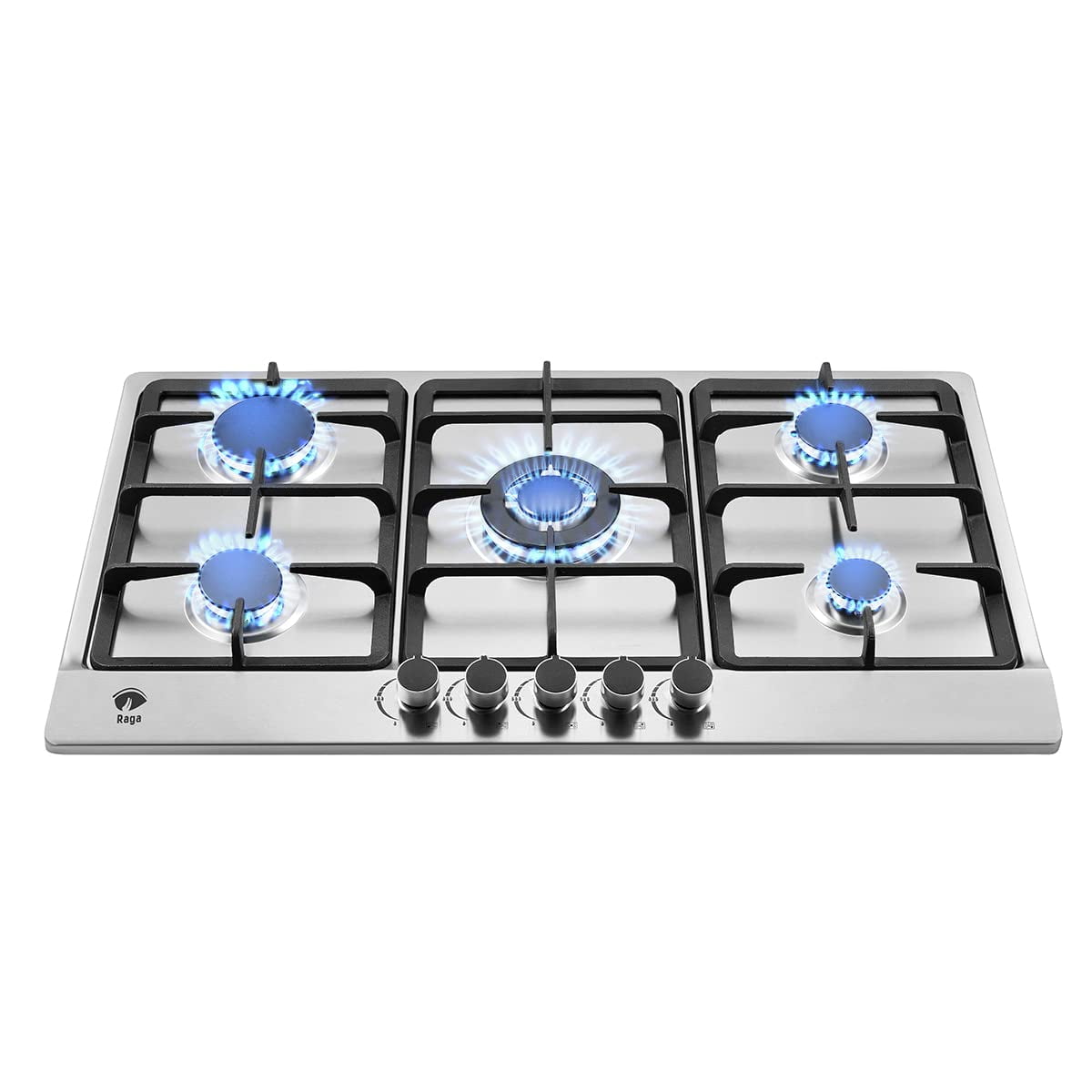 Raganet, Parrilla de Gas con 5 Quemadores, de Acero Inoxidable ...