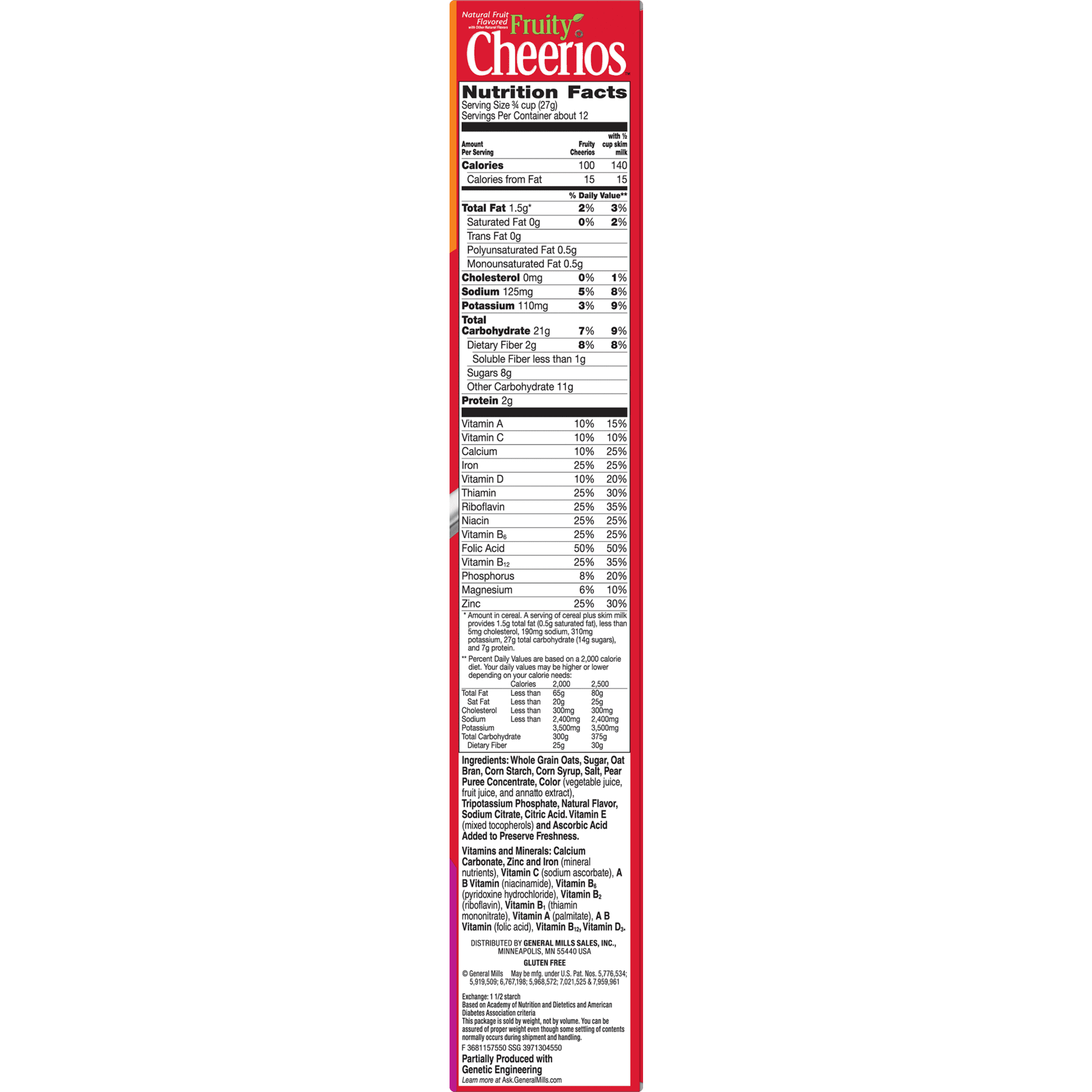 Cheerios Nutrition Label