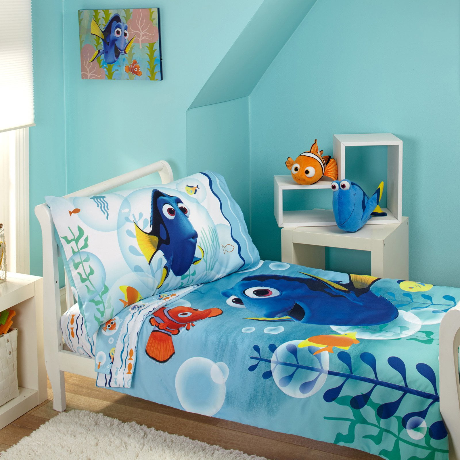 Disney Finding Dory Bubbles 4 Piece Toddler Bedding Set - Walmart.com