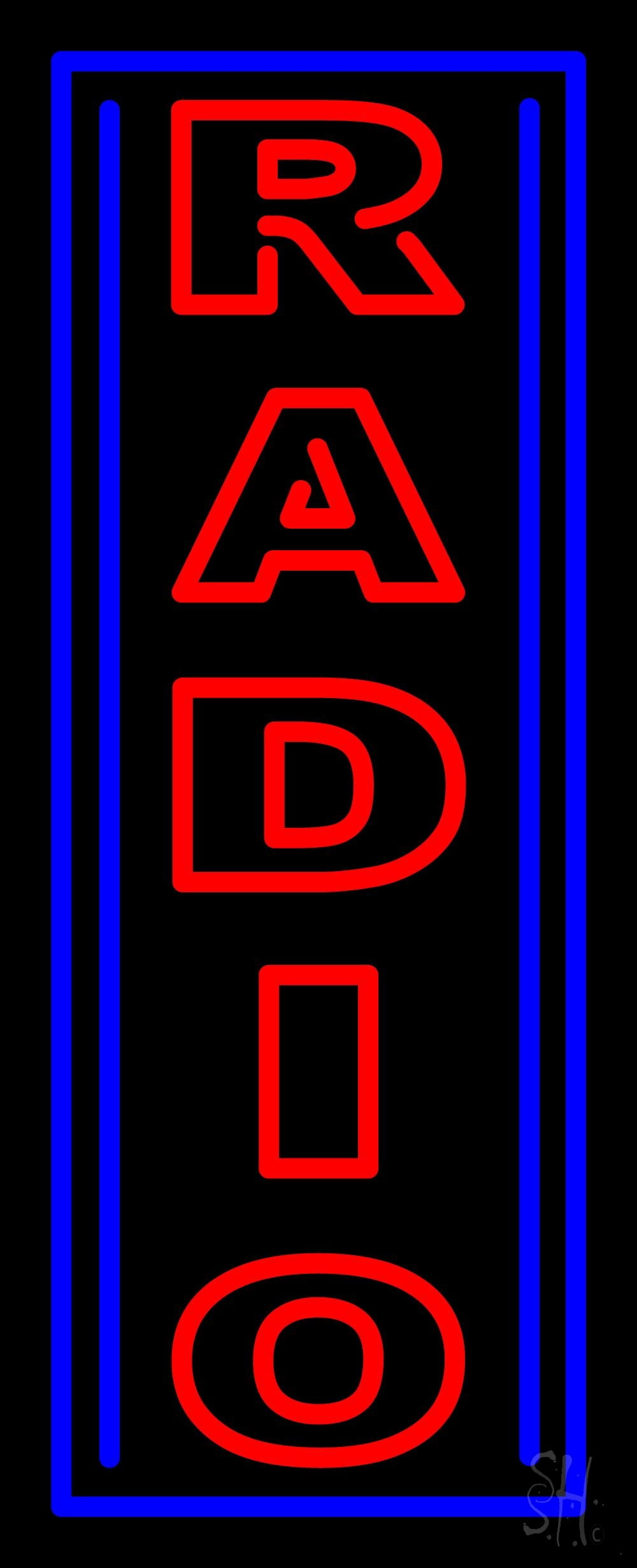 Vertical Radio LED Neon Sign 24 x 10 - inches, Clear Edge Cut Acrylic ...