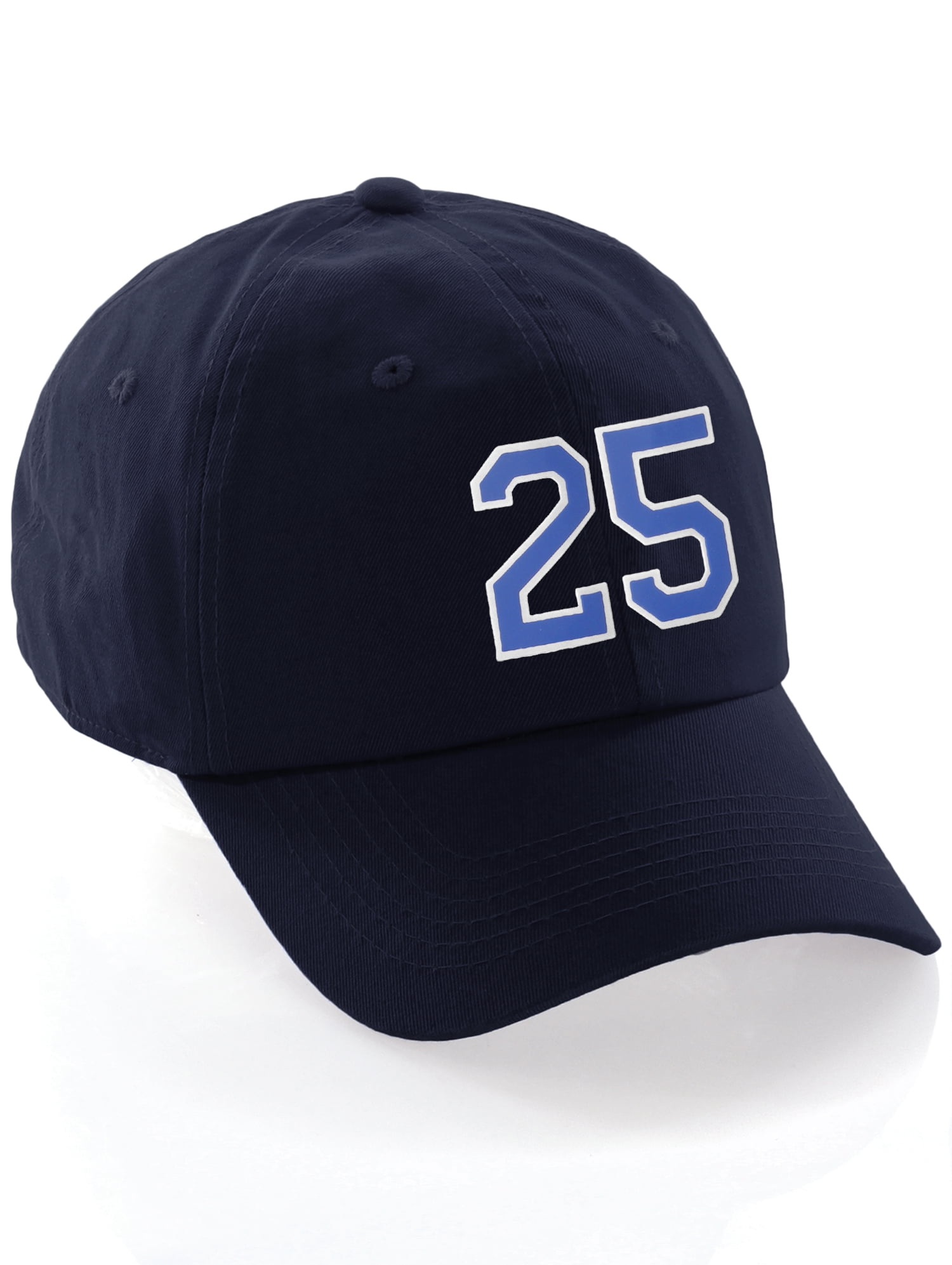 Customized Number Hat 00 to 99 Team Colors Baseball Cap, Navy Hat White ...
