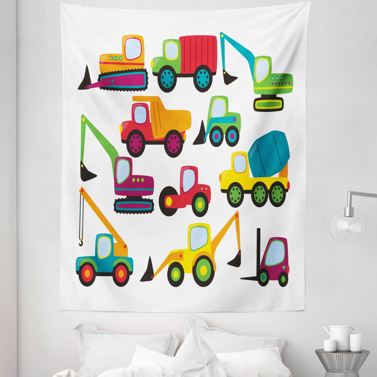 Construction Tapestry, Style Vehicles and Heavy Equipment Forklift ...