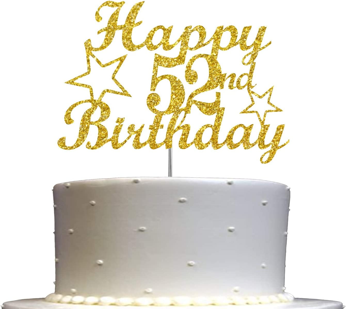 52 Birthday Cake Topper Gold Glitter, Party Decoration Ideas, Sturdy ...