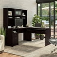 Cabot 60W Sit to Stand L Desk with Hutch in White - Engineered Wood ...