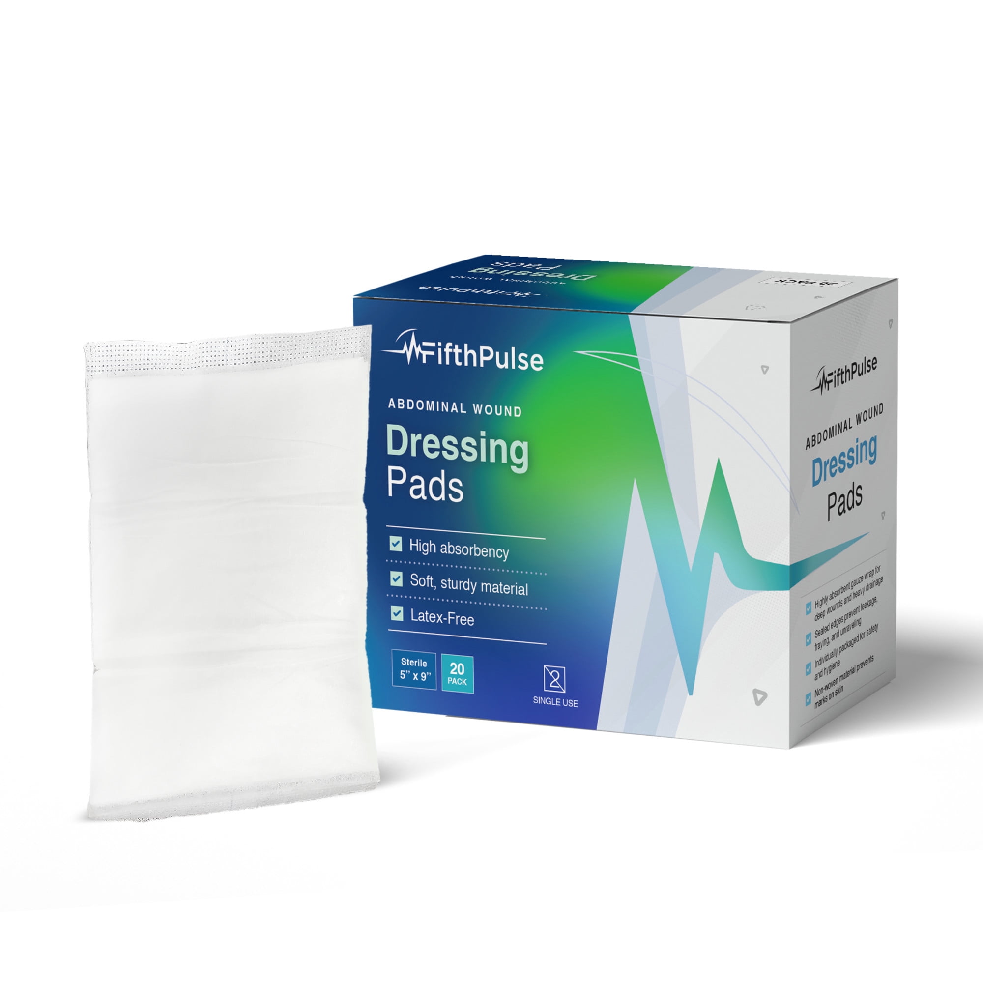 FifthPulse Sterile Abdominal Wound Dressing Pads, Individually Wrapped ...