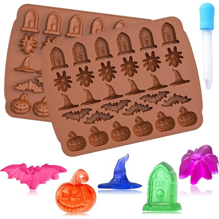 Halloween Candy Gummy Molds, 2 Pcs 30 Cavity Halloween Molds Silicone ...