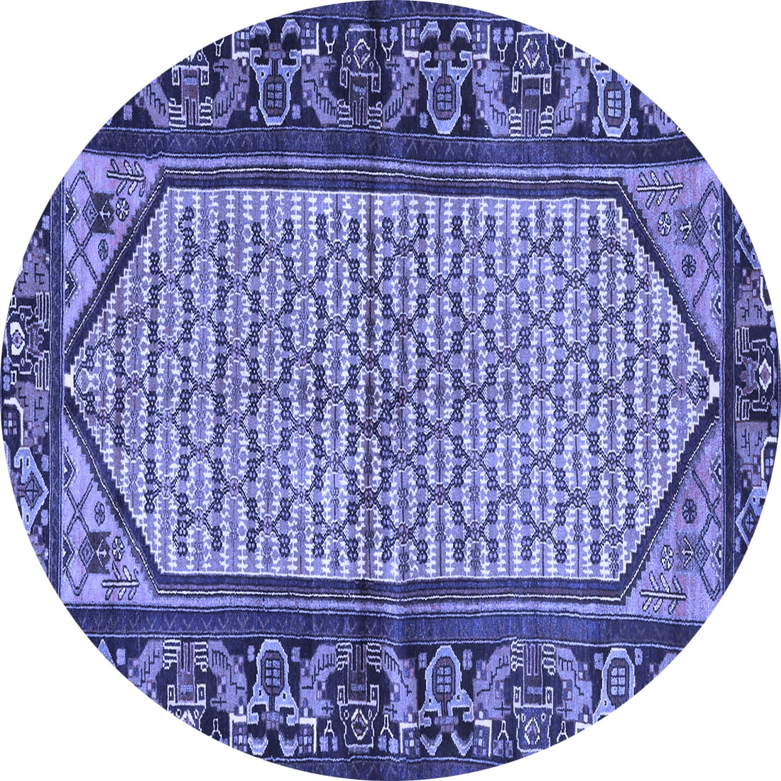 Ahgly Company Indoor Round Persian Blue Traditional Area Rugs, 8' Round ...