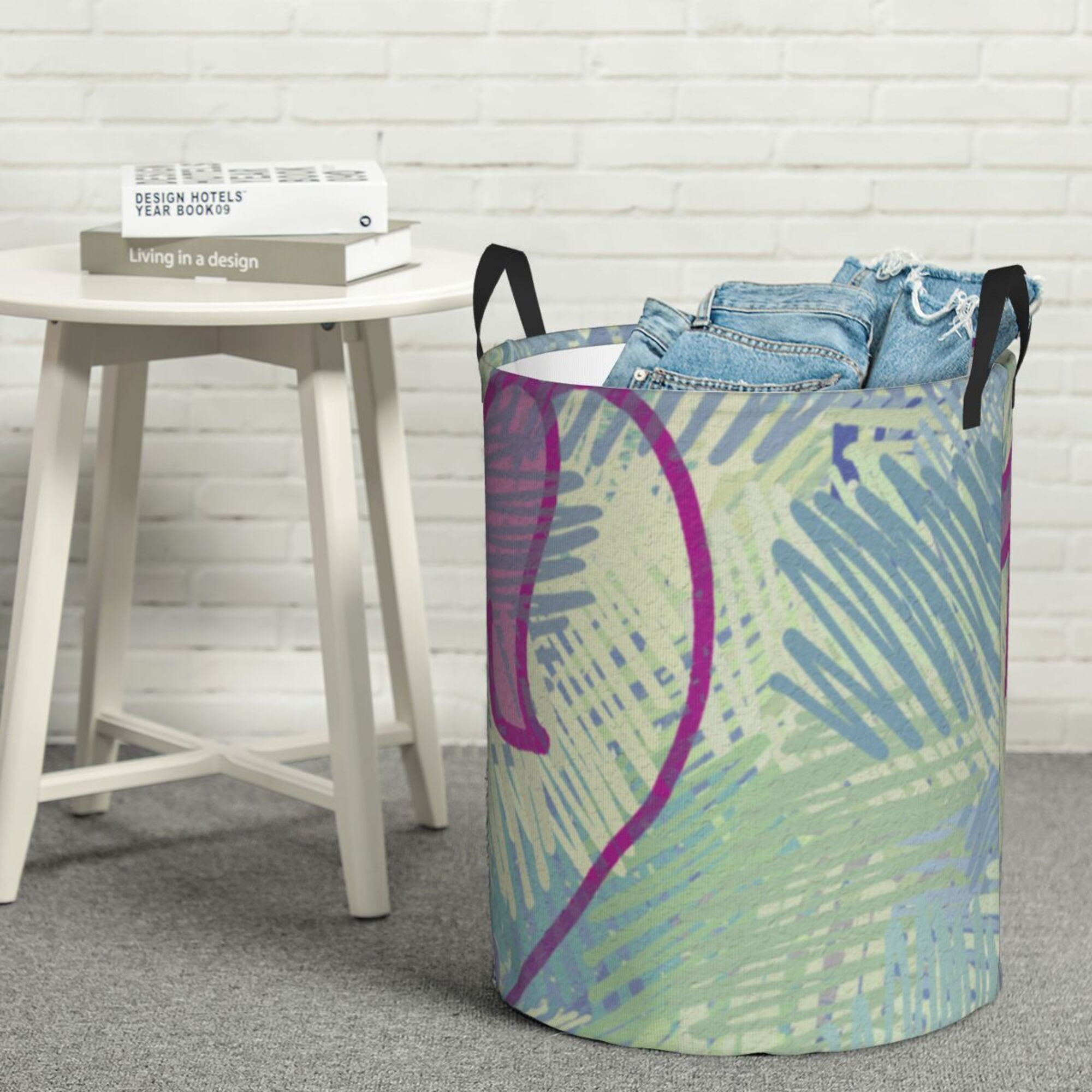 YFYANG Waterproof Laundry Hamper, Green Line Graffiti Art Laundry ...